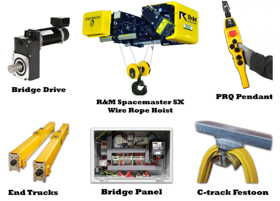 5 Ton R&M QX Overhead Crane Kit, 40 Foot Span
